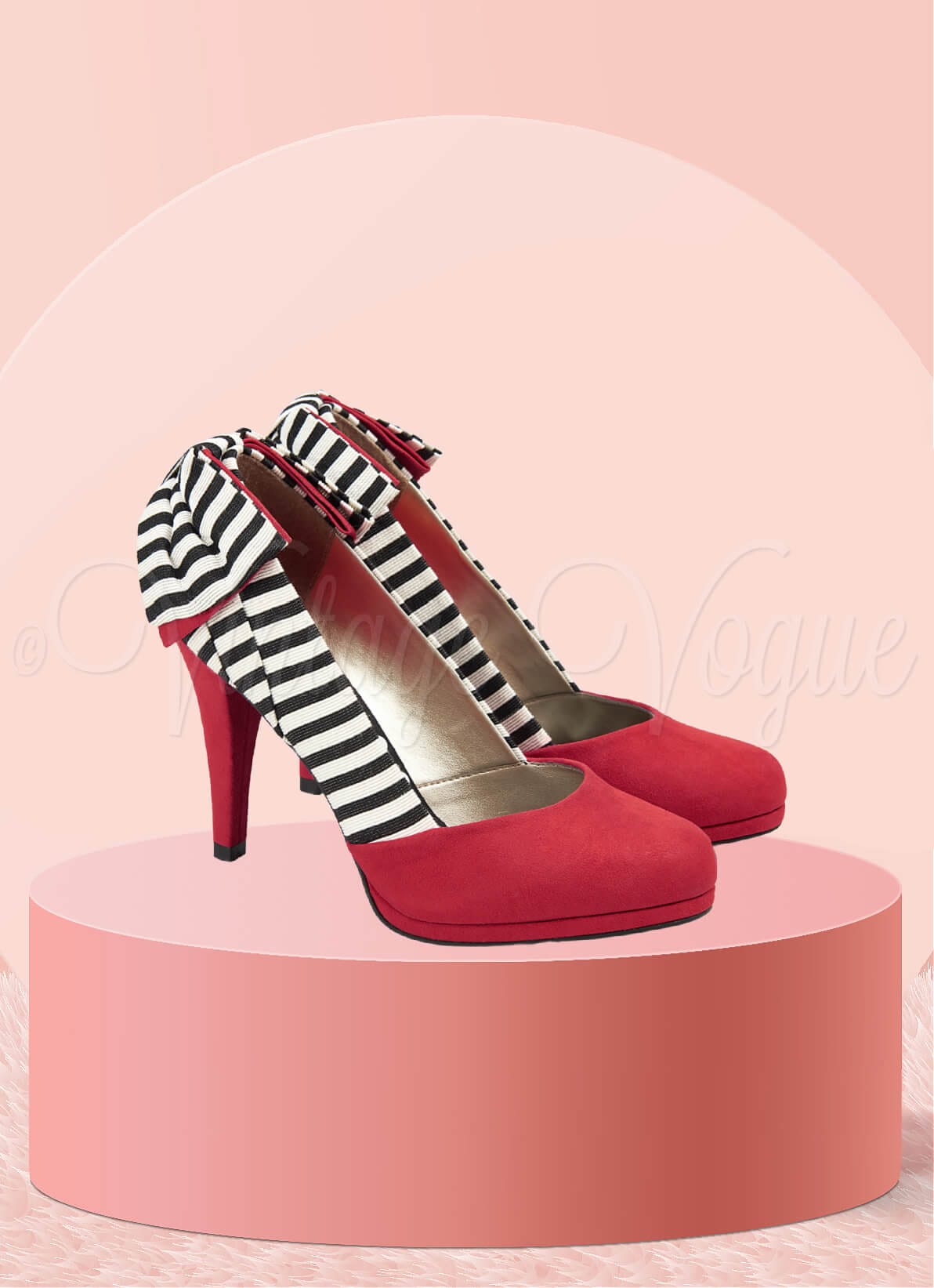 Ruby Shoo 50er Jahre Retro Vintage Maritime Streifen Pumps Katie in Rot Schwarz WeiB 37