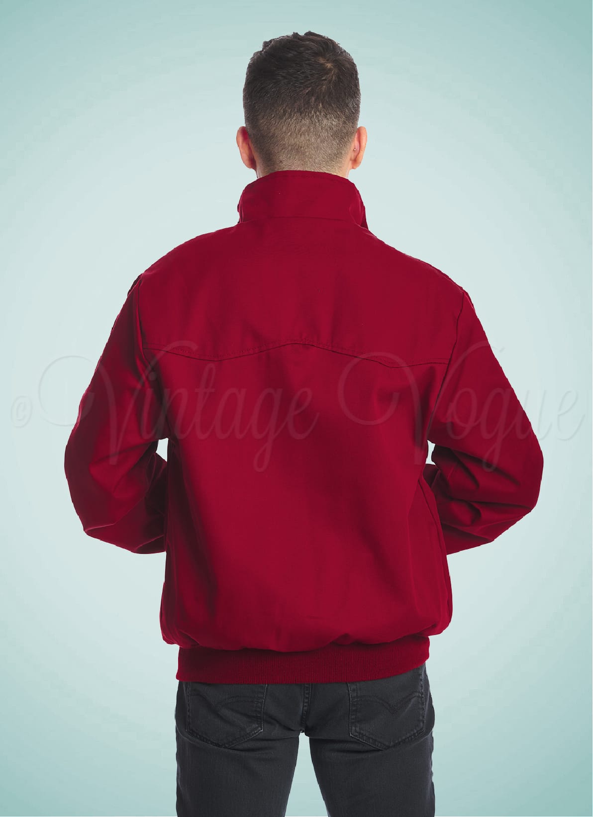 Banned 50er Jahre Retro Rockabilly Herren Baseball Jacke Harrington Jacket Uni Weinrot